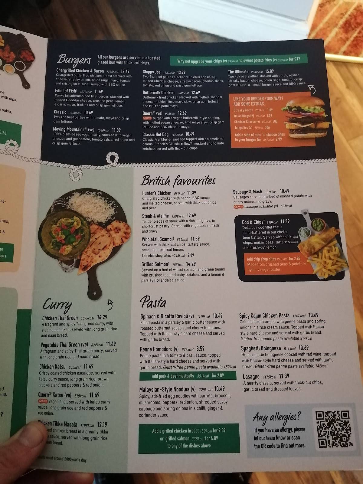 Menu at The Brigs of Tweed restaurant, Berwick-upon-Tweed