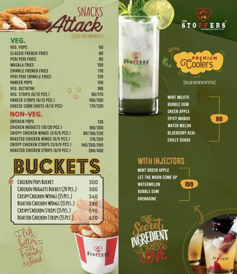 Menu at The Stoffers, Ferozepur