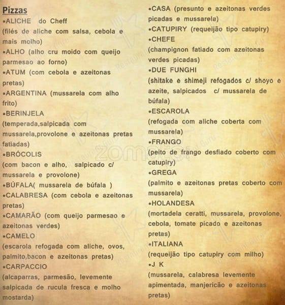 Menu em Pizzaria Camelo, São Paulo, R. Pamplona