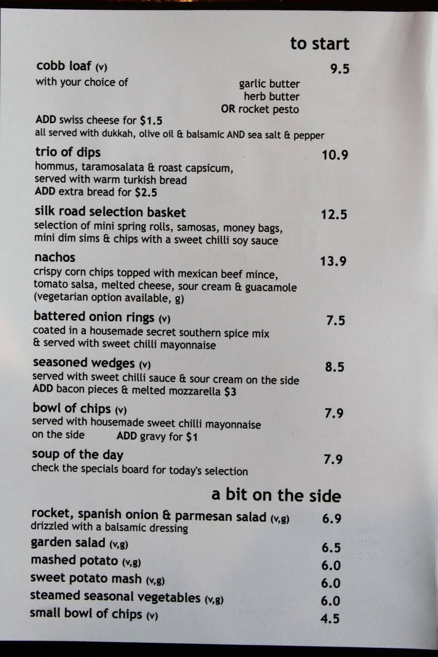 Menu at Steam Packet Hotel restaurant, Williamstown
