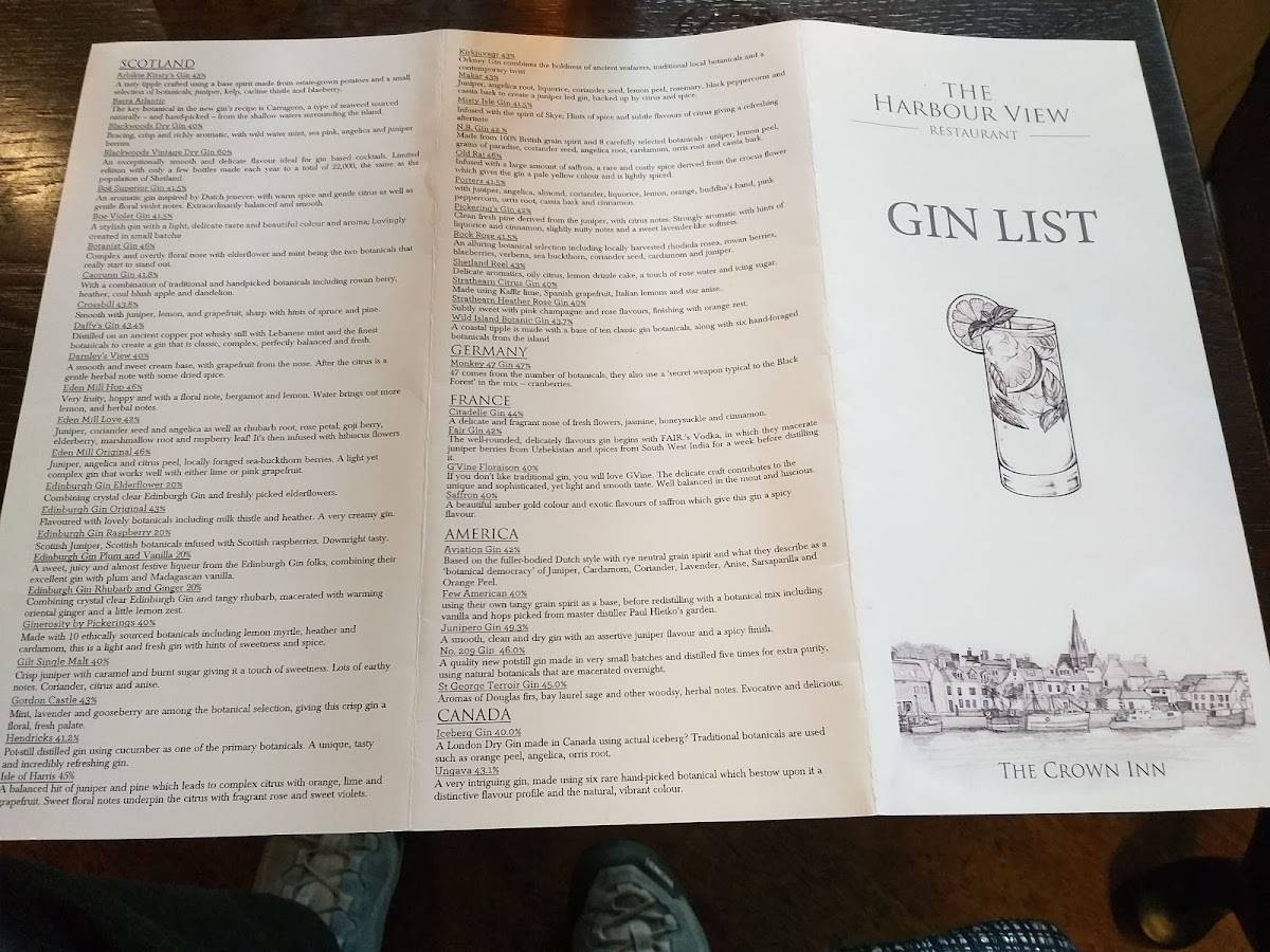 Menu at Crown Hotel restaurant, Stornoway