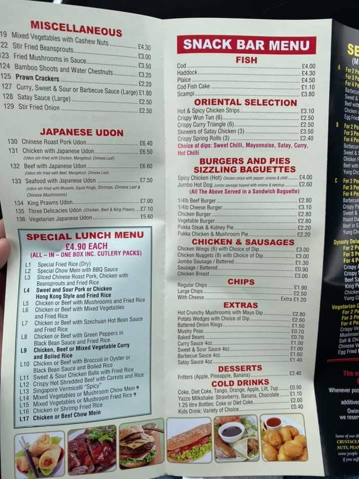 Menu at The Beijing Topsham Fryer fast food, Exeter