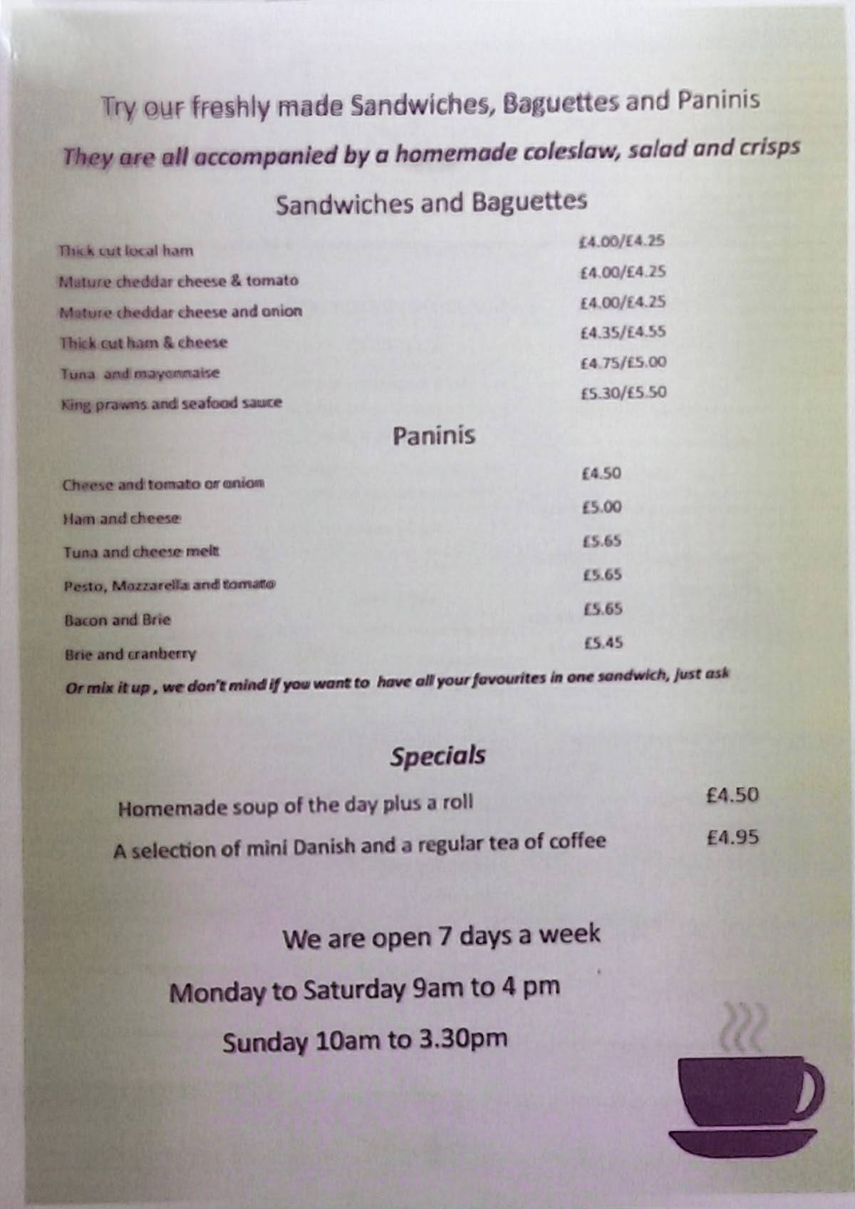 Menu at Un Cafe, Norwich, N Walsham Rd