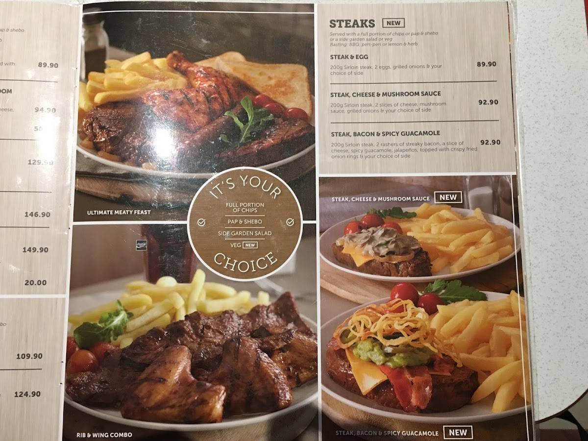 Menu at Wimpy restaurant, Estcourt, Hillside Centre