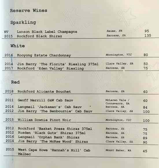 Menu at Steam Packet Hotel restaurant, Williamstown