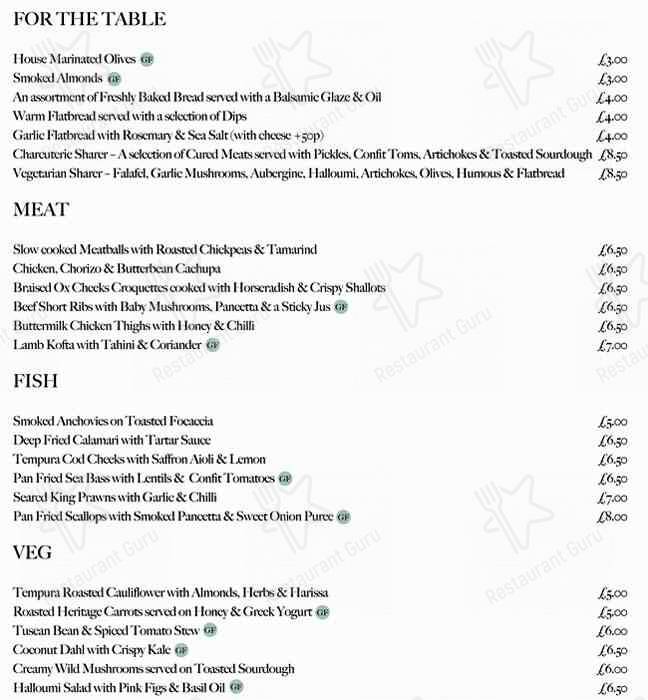 Menu at Suburban Green restaurant, Wilmslow