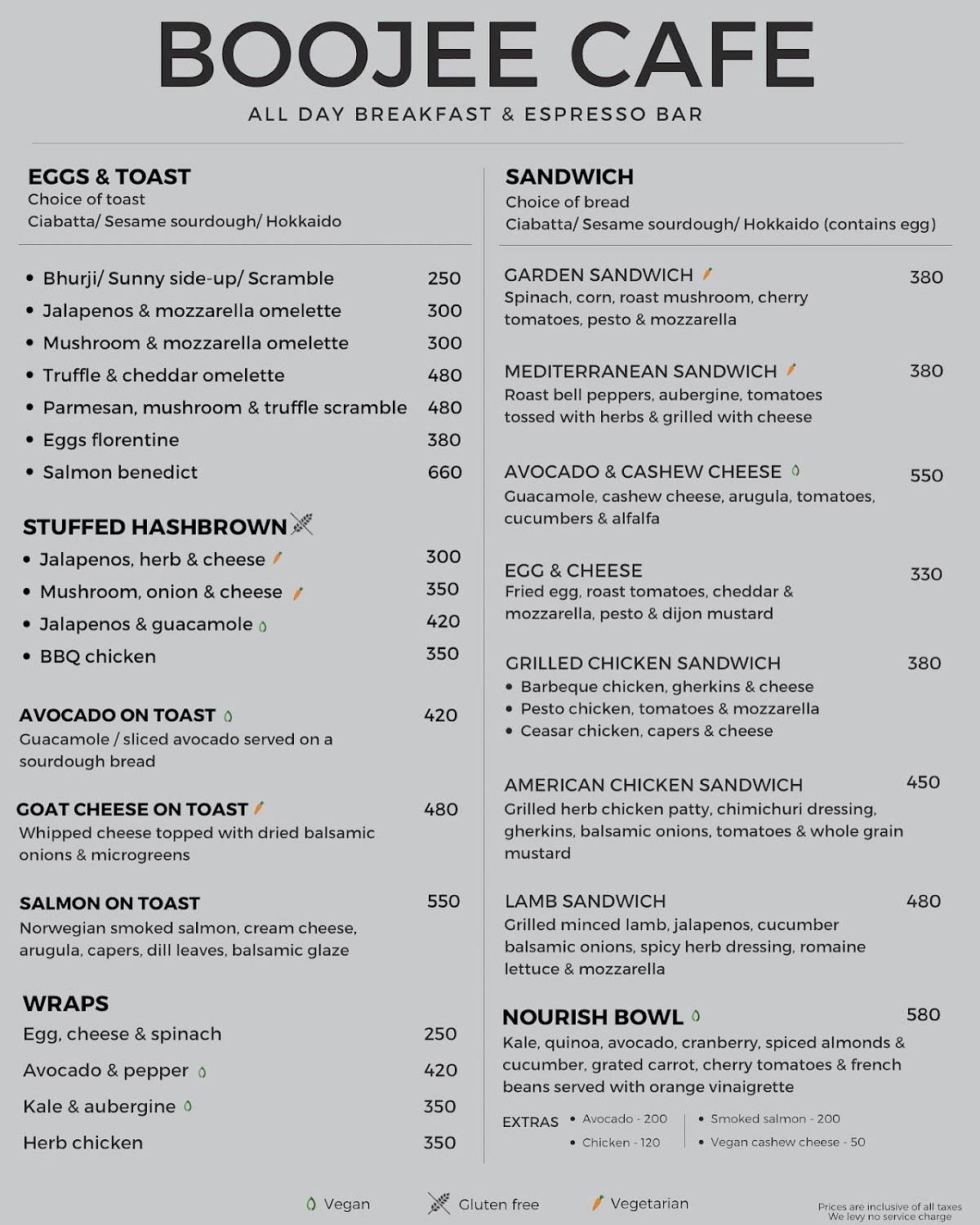 Menu at Boojee Cafe, Mumbai, Shop No 6