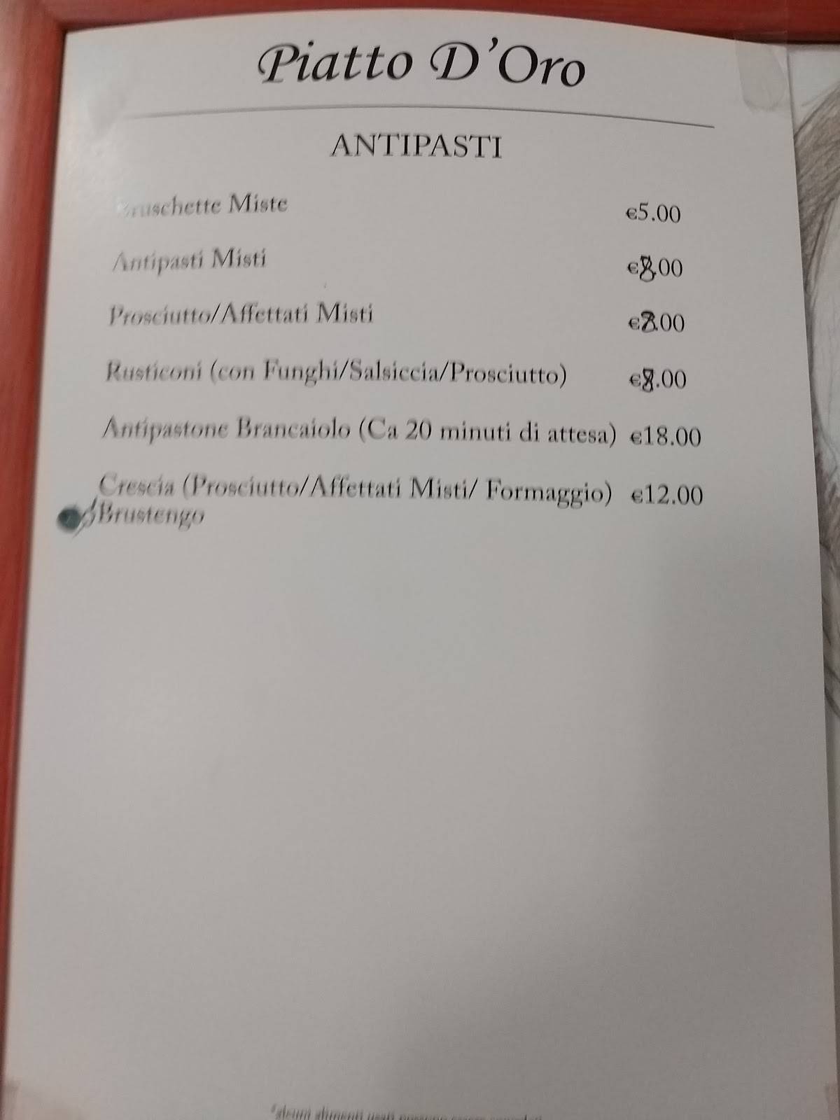 Menu da Ristorante Piatto D'oro, Branca, Via Chiascio