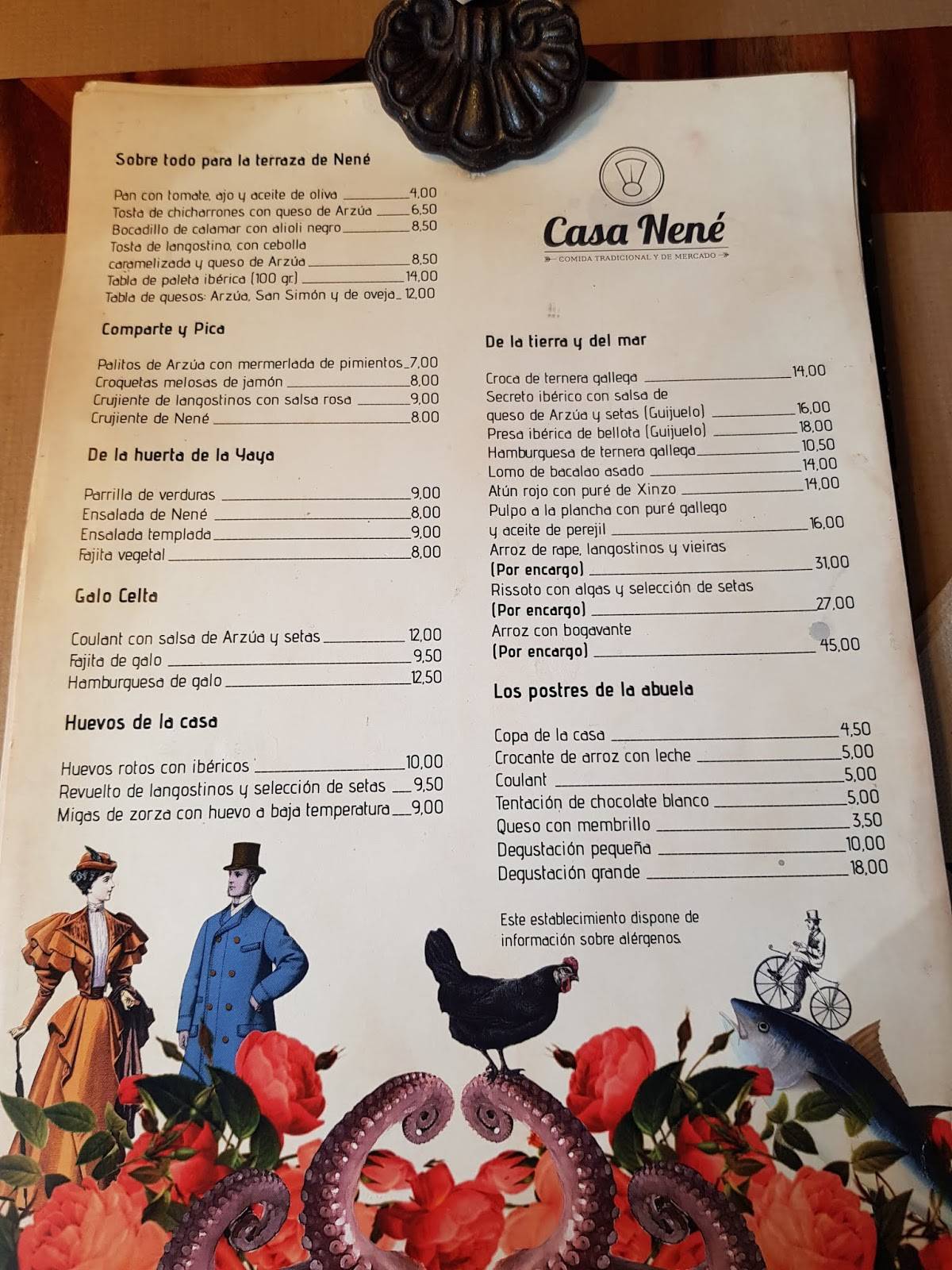 Carta del restaurante Casa Nené, Arzúa