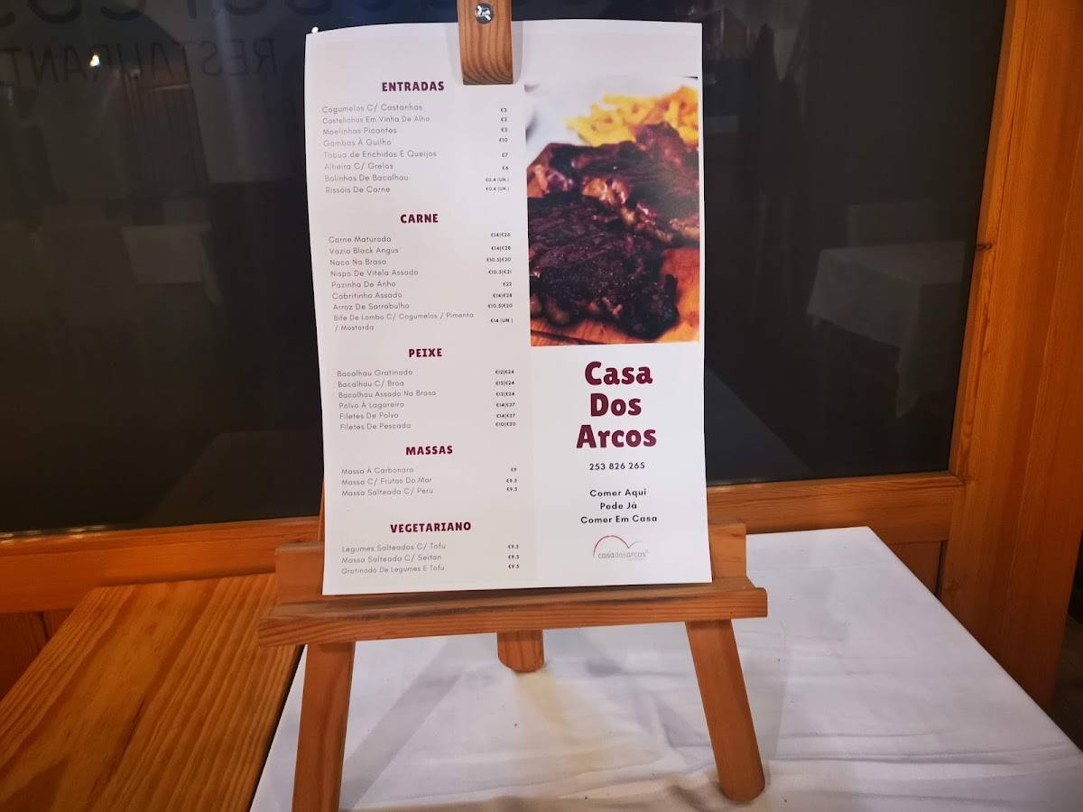 Menu em Casa dos Arcos restaurante, Barcelos