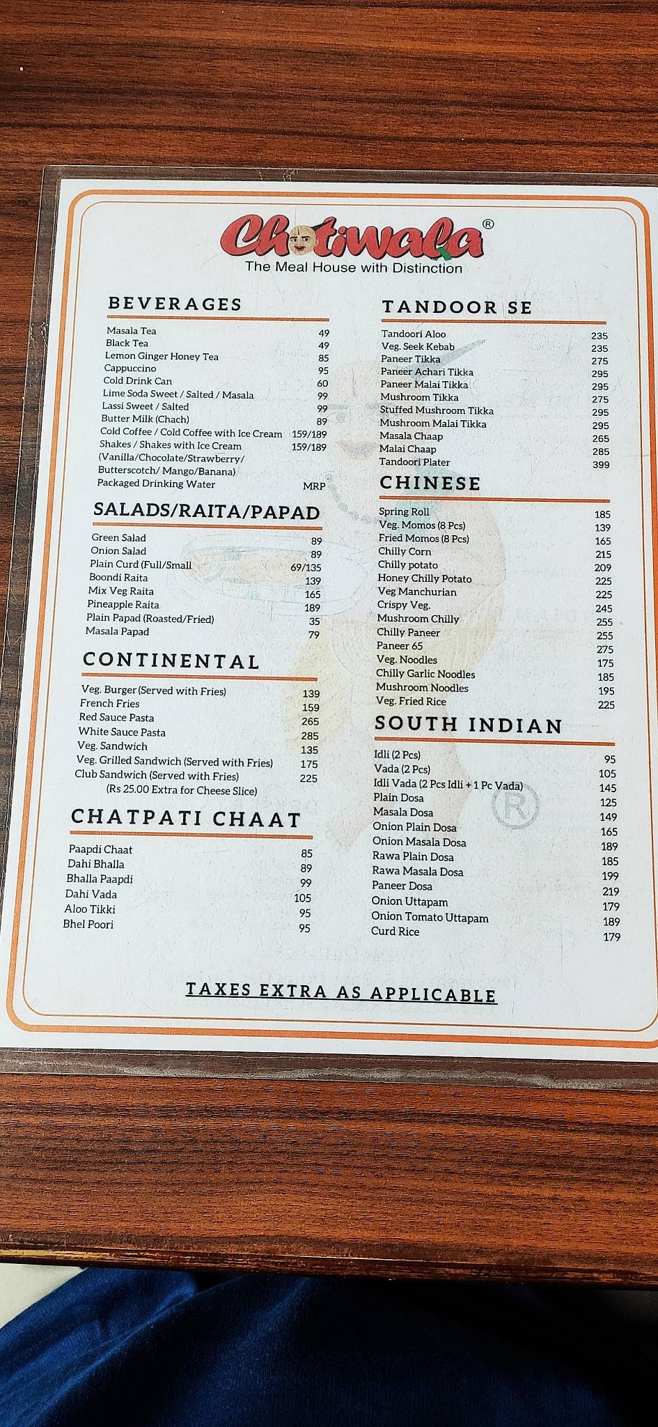 Menu at Chotiwala By The Ganges, Rishikesh, Ram Jhula Car Parking First ...