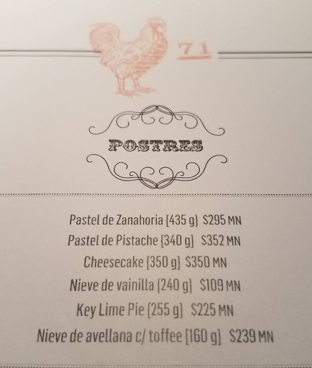Carta del restaurante Gallo 71, San Pedro Garza García, Av. José ...