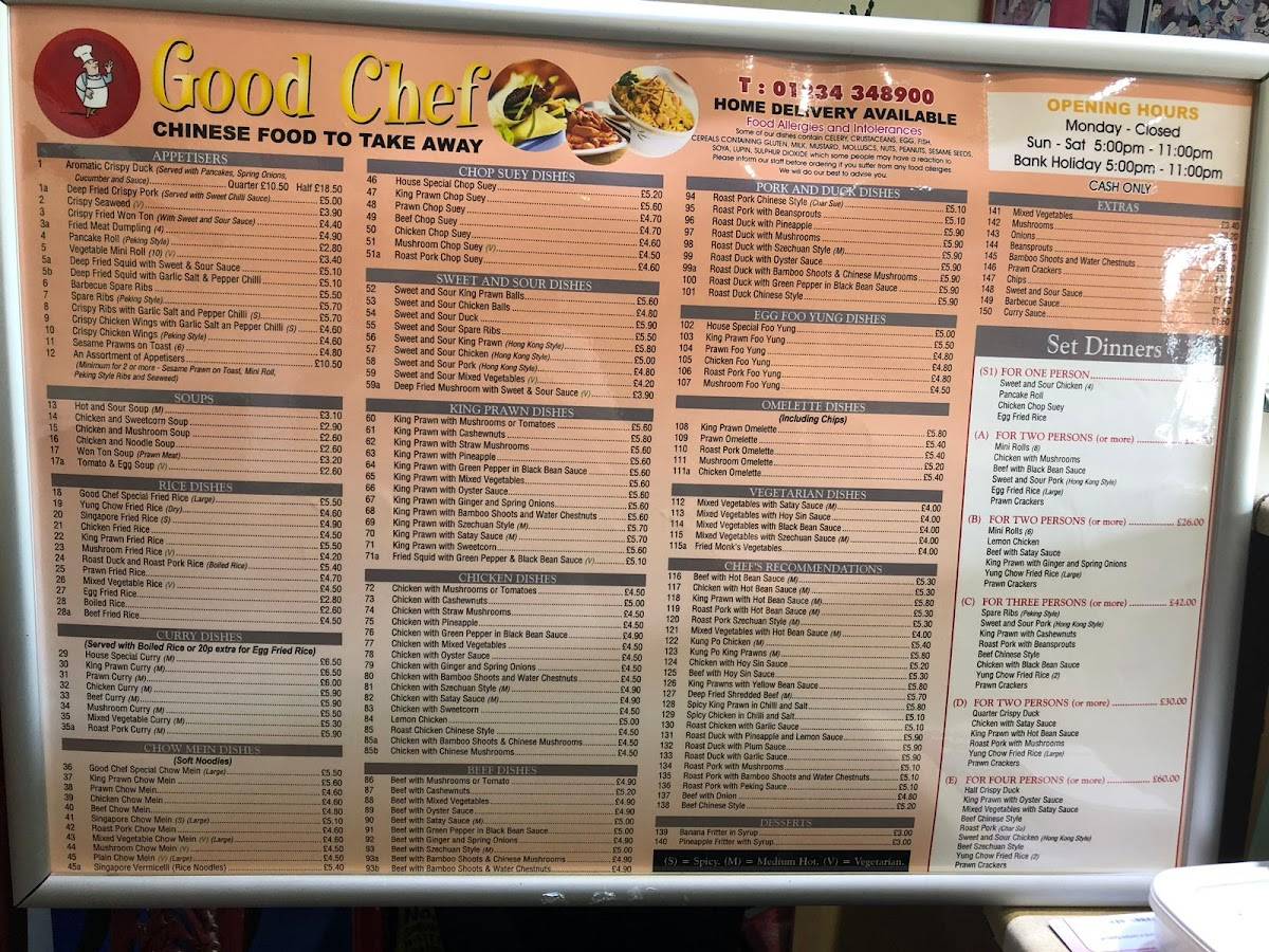 Menu at Good Chef restaurant, Bedford