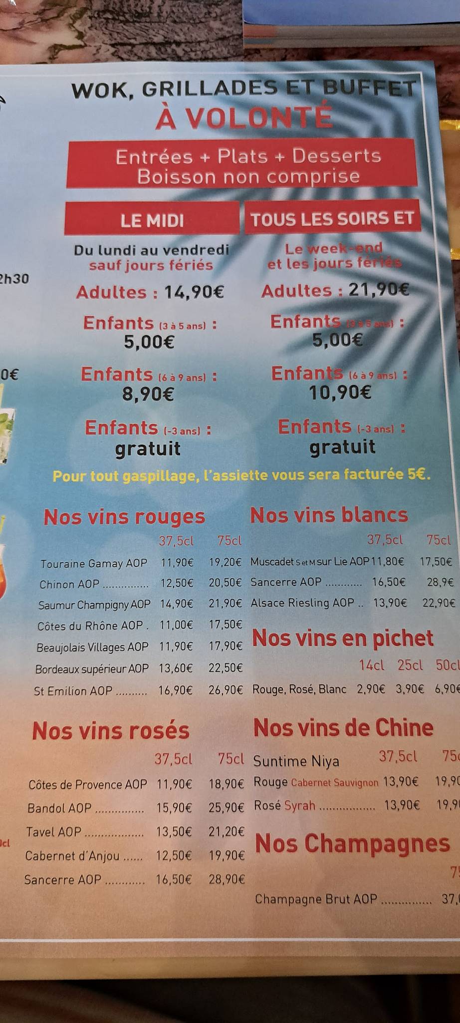 Menu au Gourmet king restaurant, Vendin-le-Vieil