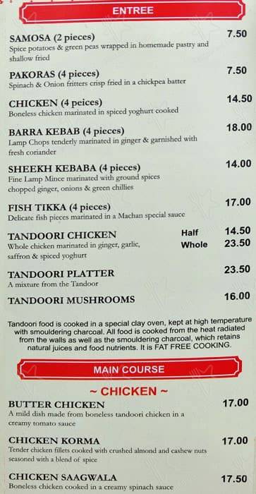Menu at Machan Indian Restaurant, Eltham, 2&3/953 Main Rd