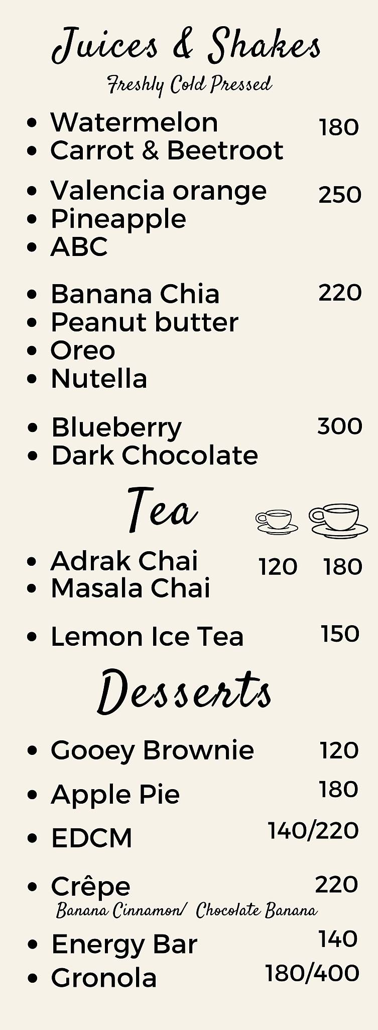 Menu at Boojee Cafe, Mumbai, Shop No 6