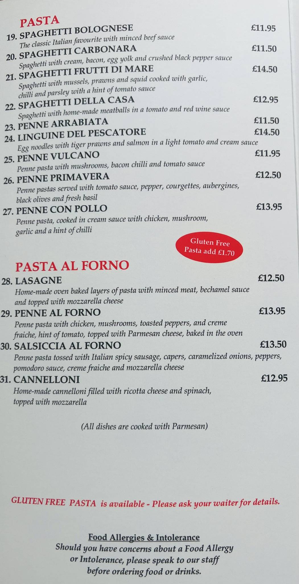 Menu at Antica Roma restaurant, Calne, 2 High St