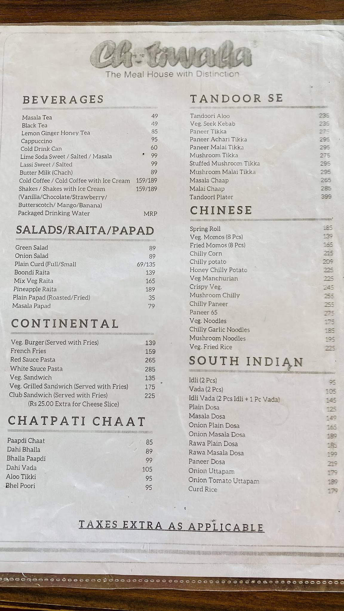 Menu at Chotiwala By The Ganges, Rishikesh, Ram Jhula Car Parking First ...