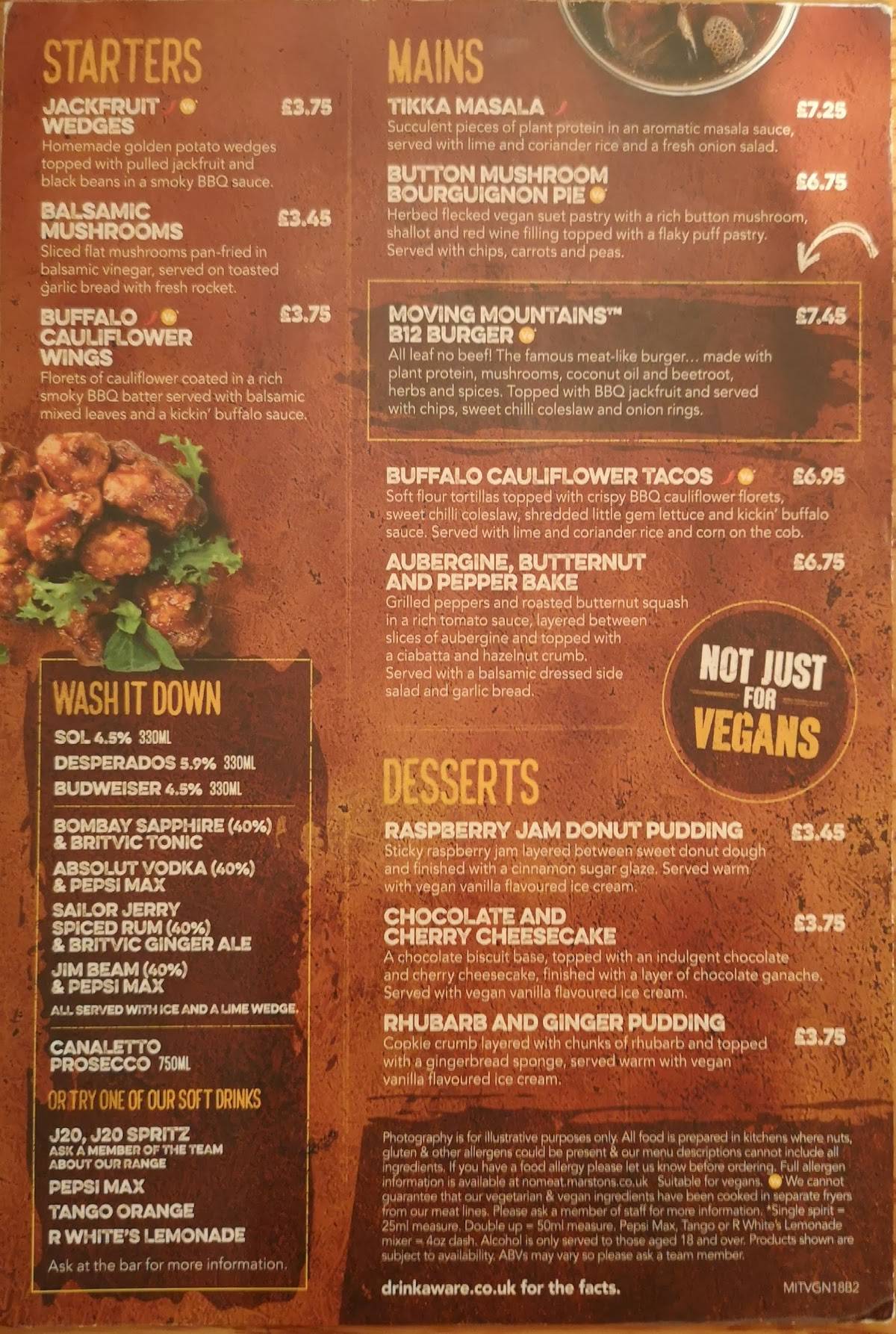 Menu at Honeystone restaurant, Hunstanton