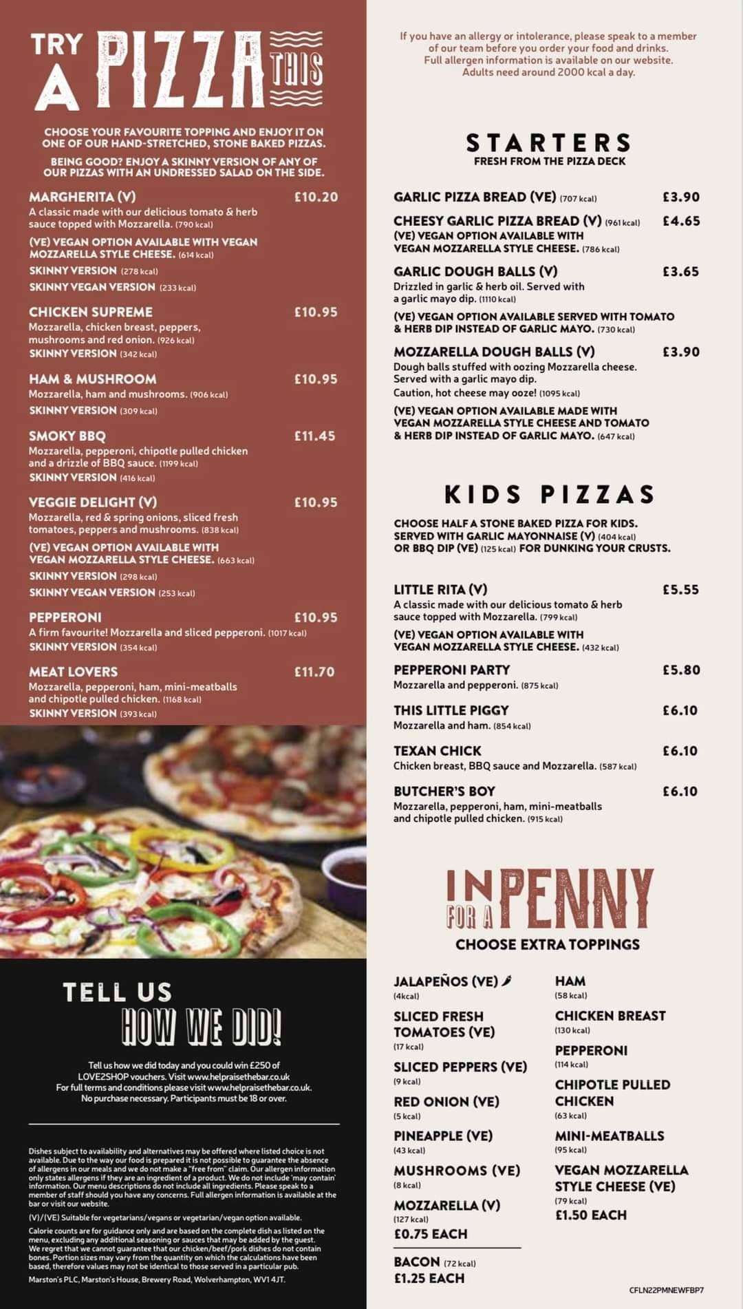 Menu at Honeystone restaurant, Hunstanton