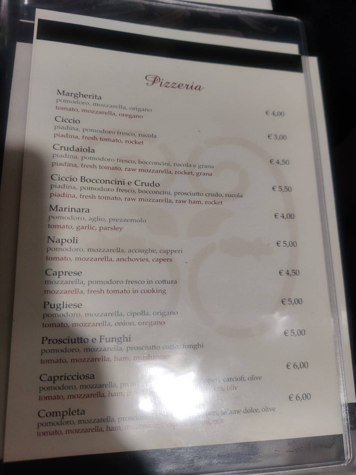 Menu da Il Capriccio Ristorante Pizzeria, Cisternino