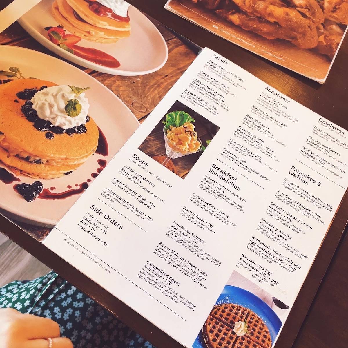 Menu at Sundays Cafe and Restaurant, Marikina