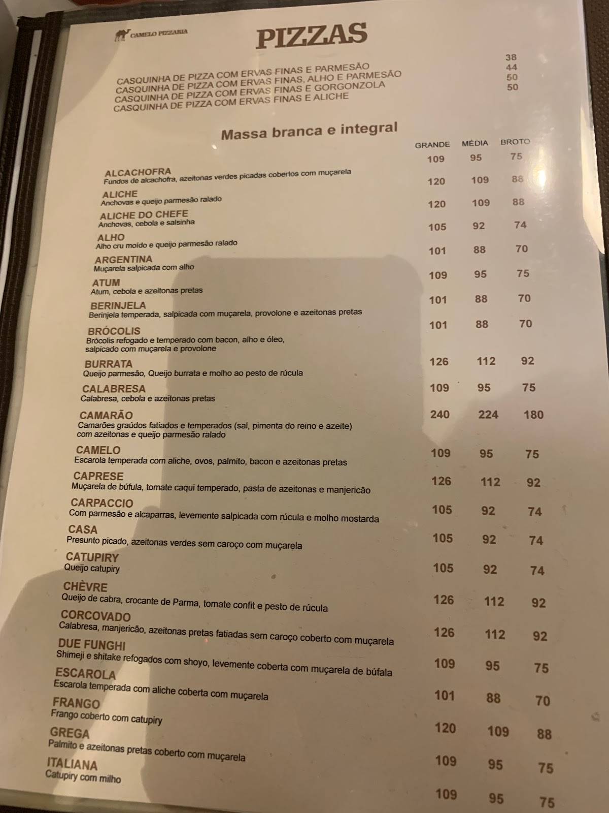 Menu em Pizzaria Camelo, São Paulo, R. Pamplona