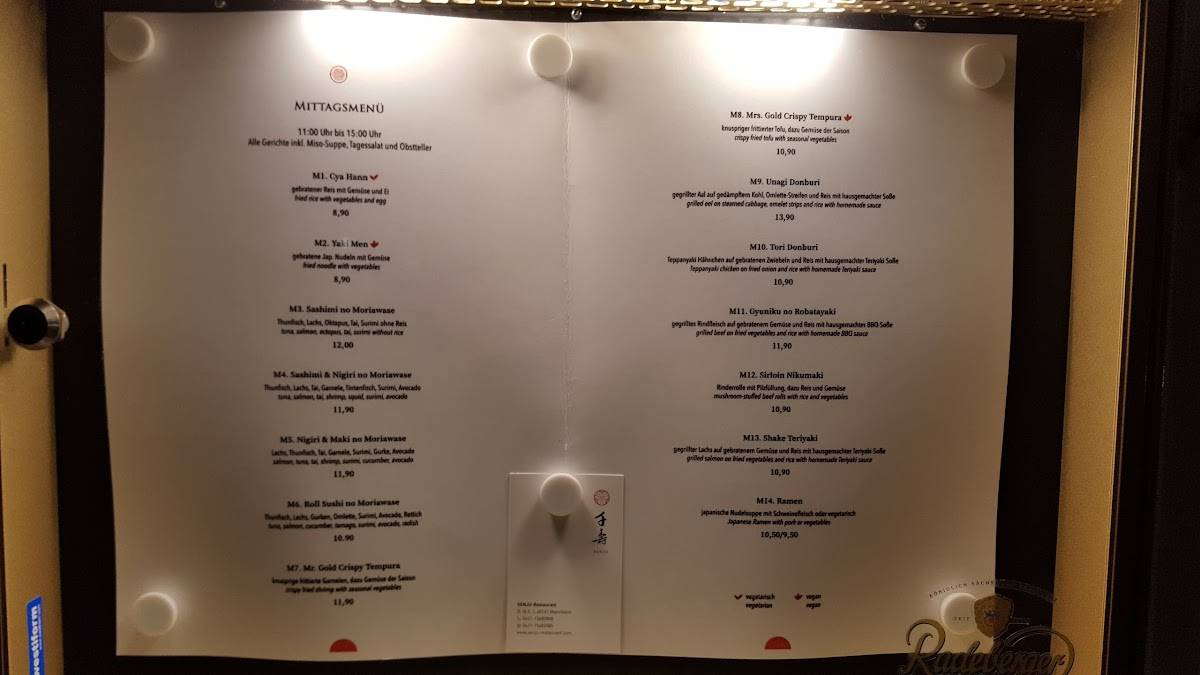 Speisekarte von Senju Restaurant, Mannheim