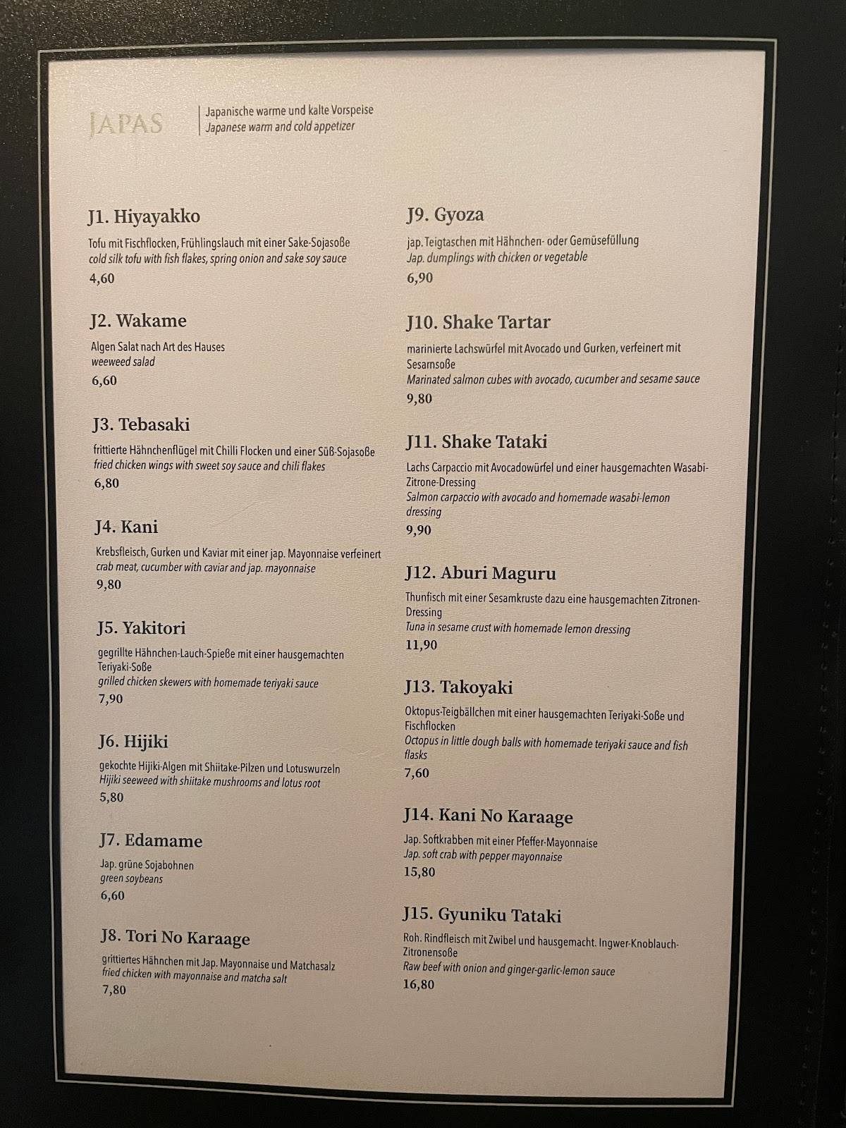 Speisekarte von Senju Restaurant, Mannheim