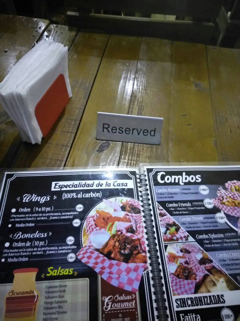 Carta del restaurante Atomix Wings & Grill, Reynosa