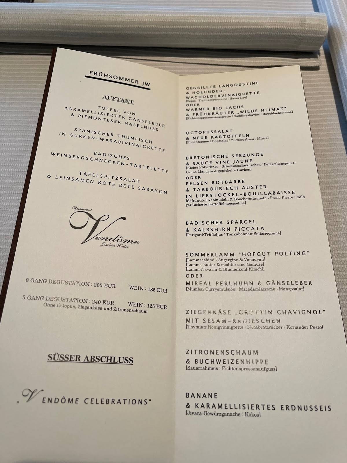 Speisekarte von Restaurant Vendôme, Bergisch Gladbach