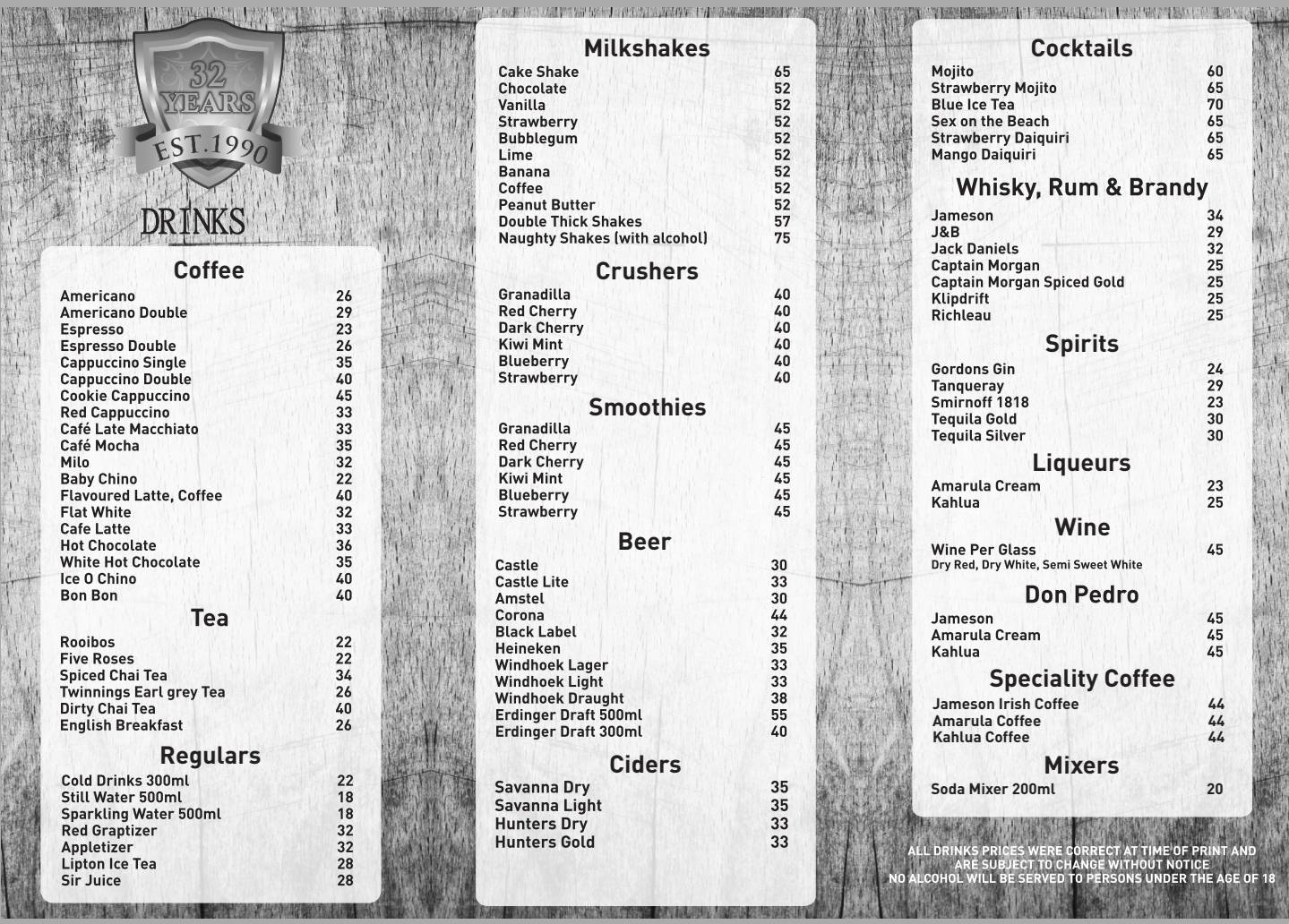 Menu at Der Zucker Backer cafe, Pretoria, Menlyn Retail Park Corner ...