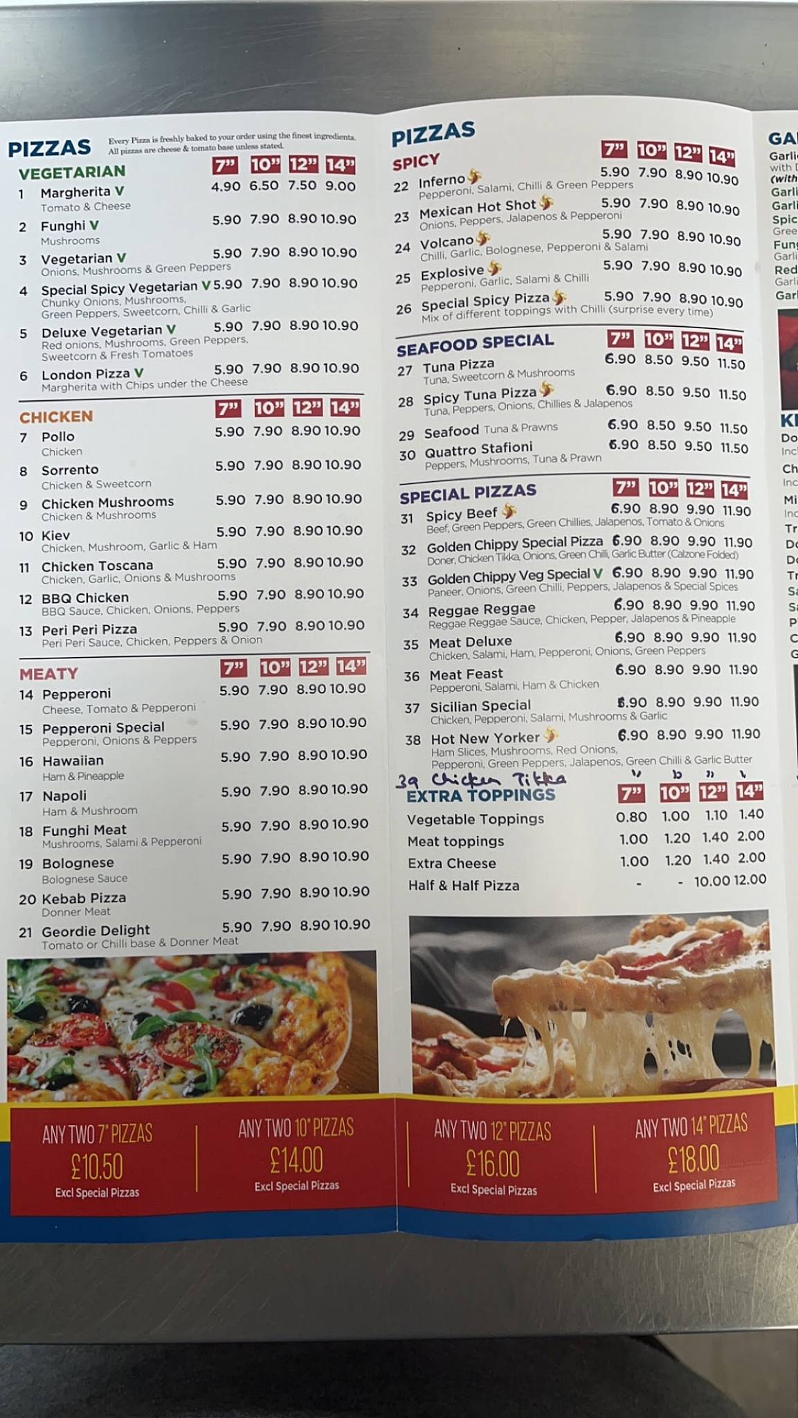 Menu at Golden Chippy restaurant, Wallsend, 18 Coast Rd