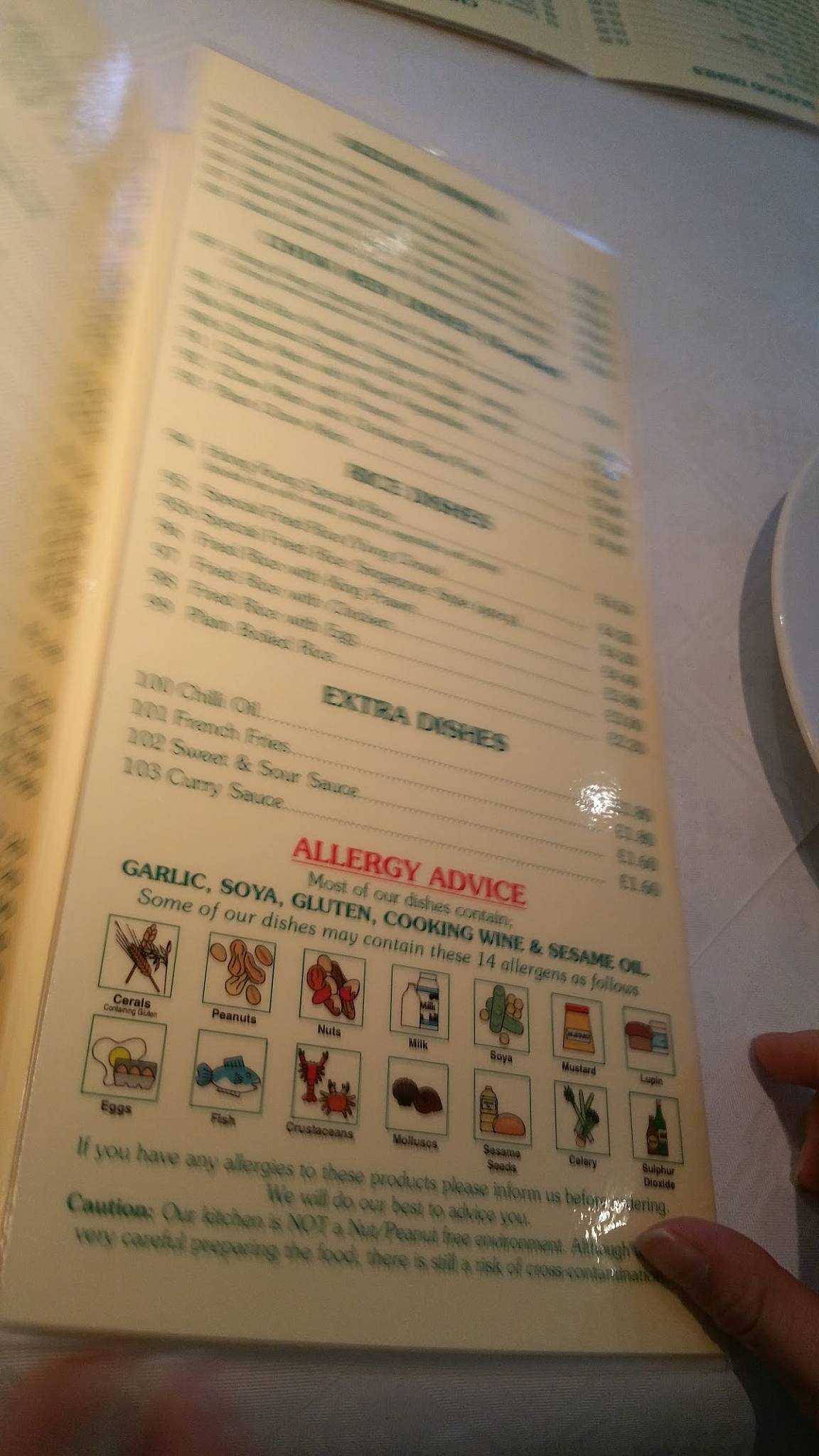 Menu at Hong Kong Windsor restaurant, Windsor