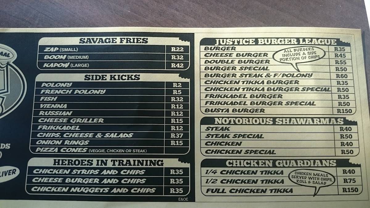 Menu at Hunga Bustas Ormonde restaurant, Johannesburg, 46 Alwen Rd