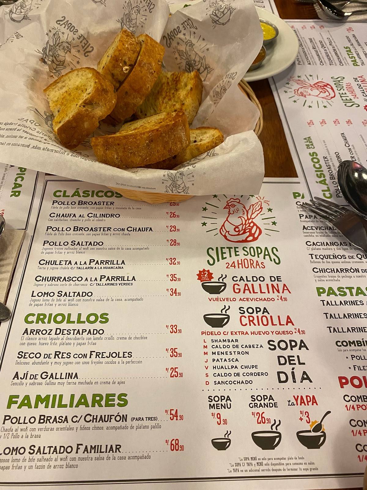 Carta del restaurante Siete Sopas Surquillo, Surquillo, Av. Angamos ...