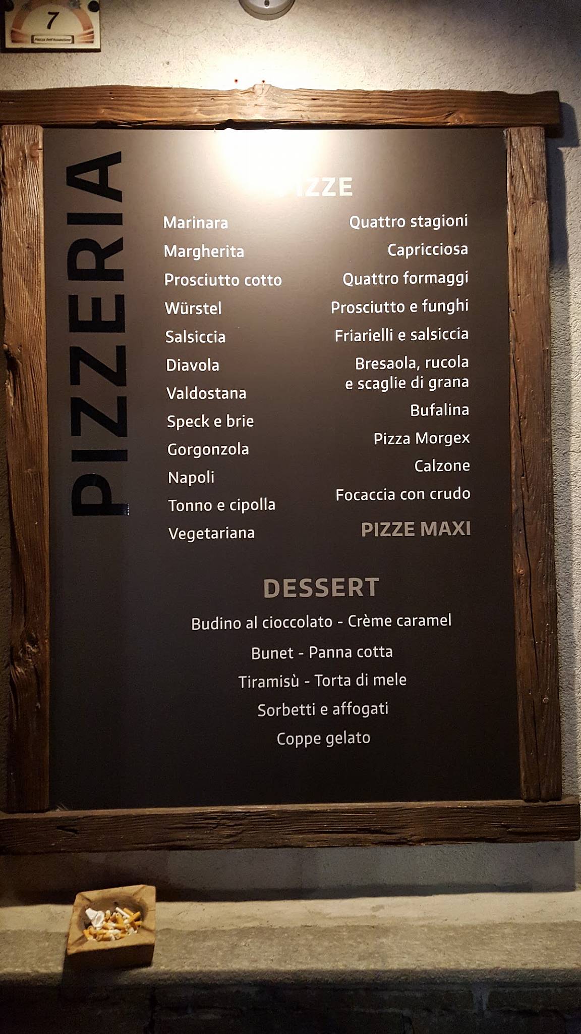 Carta del restaurante La Locanda, Morgex