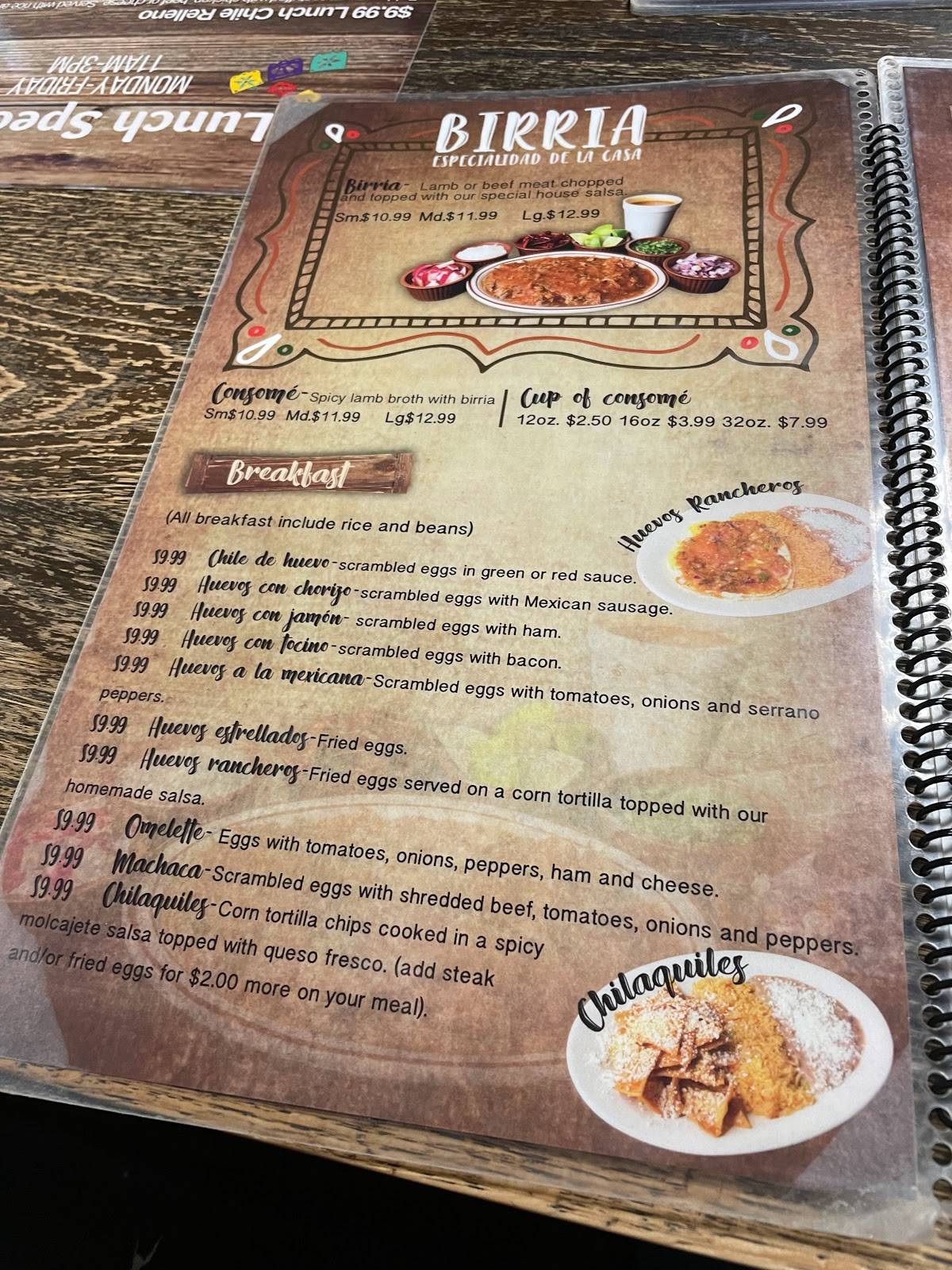 Menu at Birrieria Diaz restaurant, Bethany