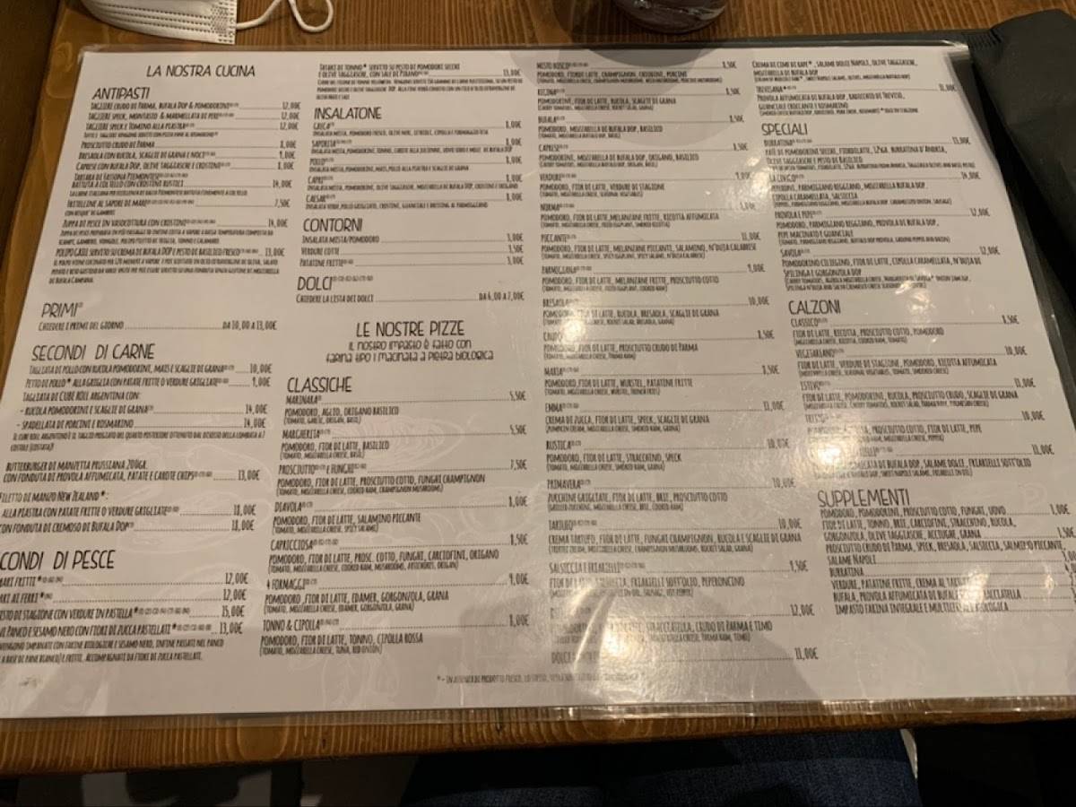 Menu da Pizzeria Trieste | Al civico sei, Trieste