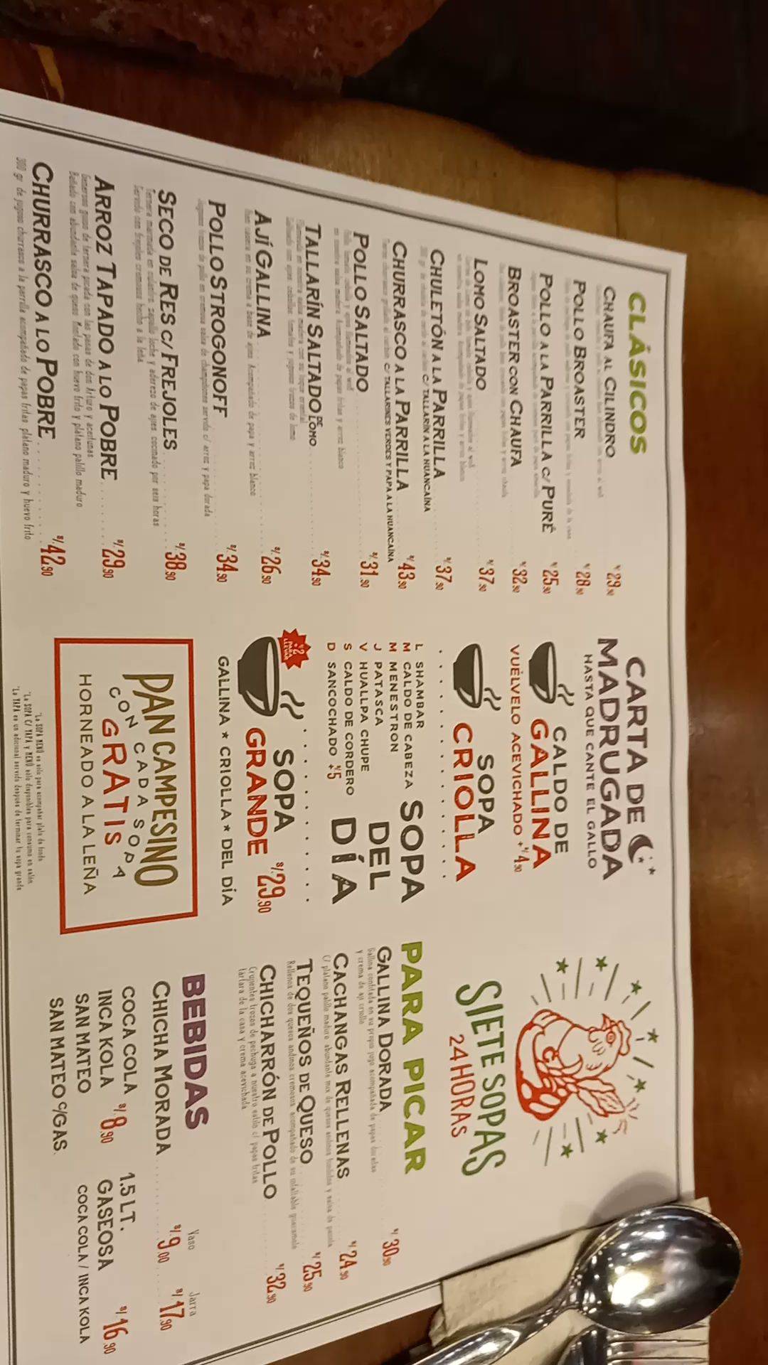 Carta del restaurante Siete Sopas Surquillo, Surquillo, Av. Angamos ...