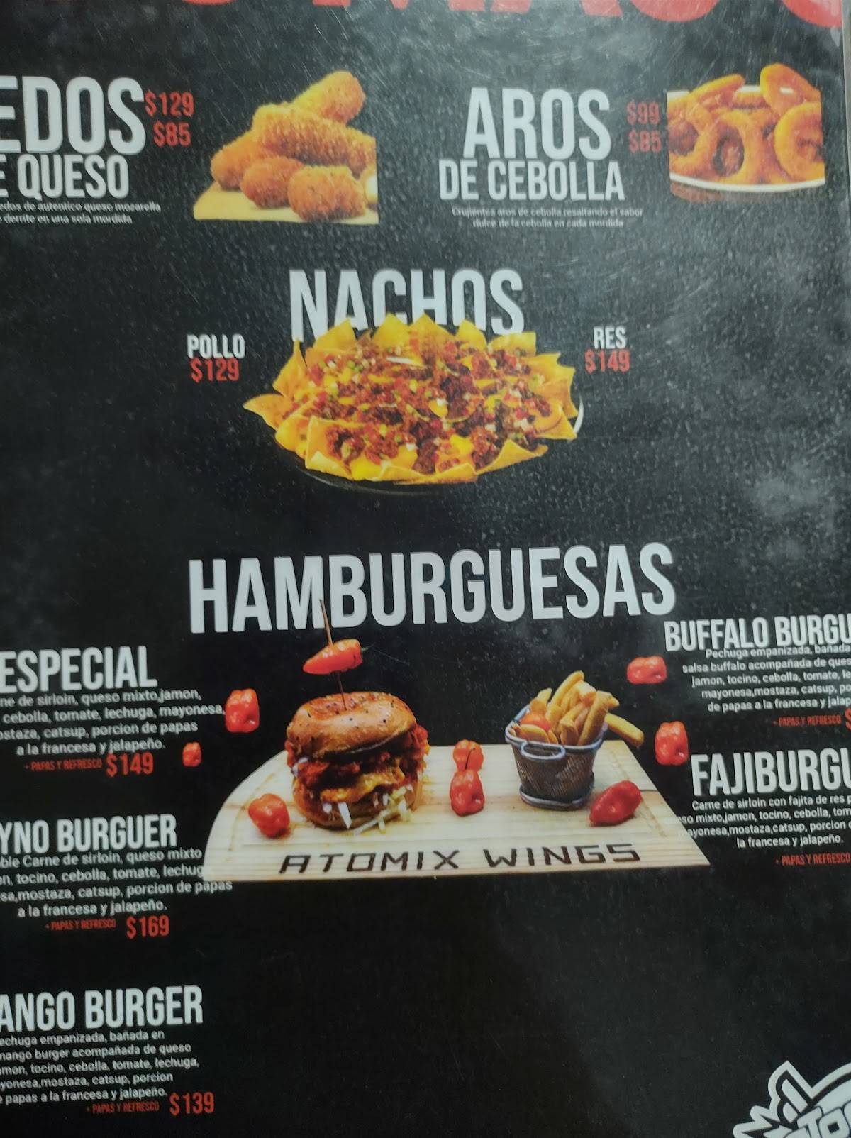 Carta del restaurante Atomix Wings & Grill, Reynosa