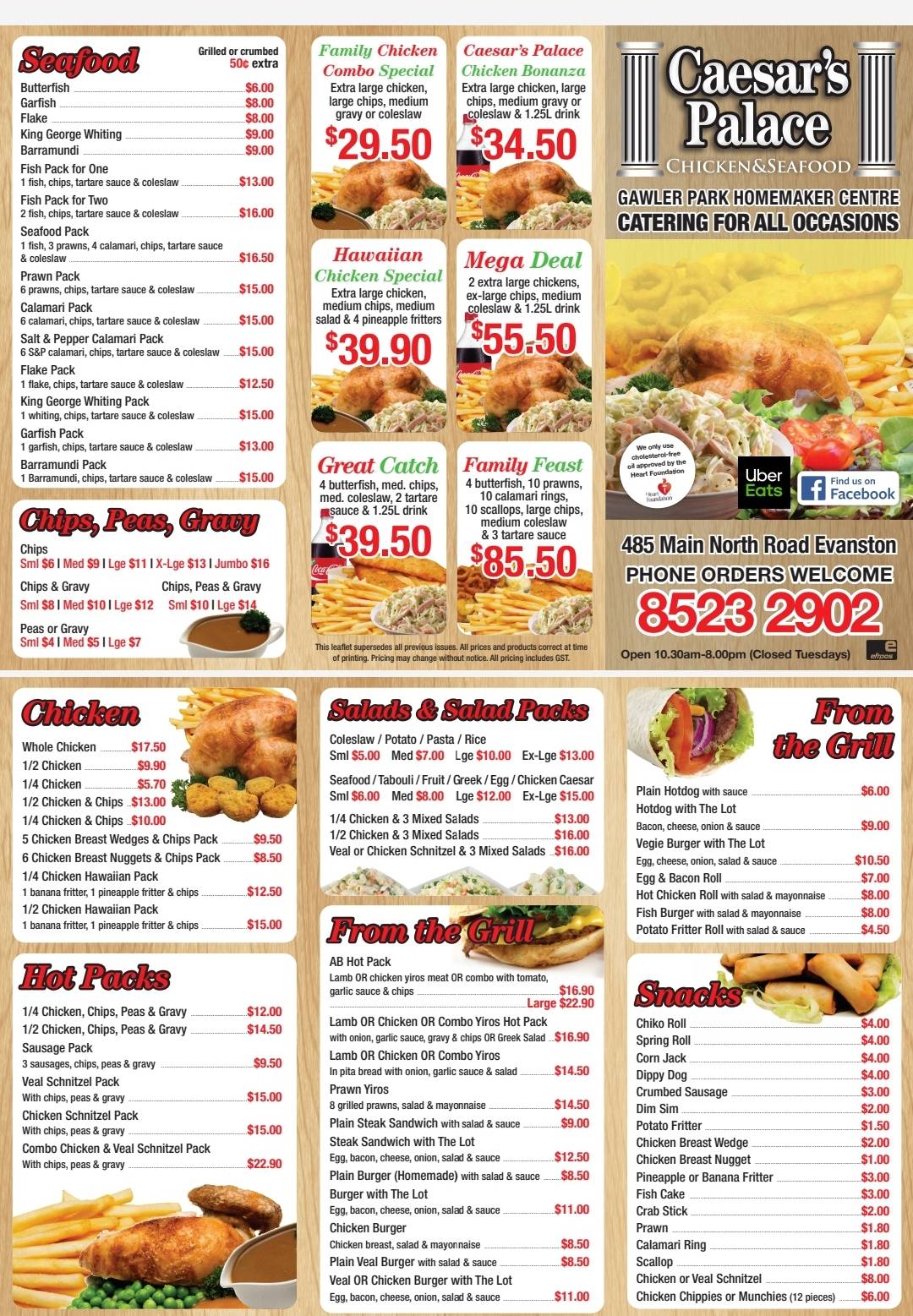 Menu at Caesars Palace Chicken & Seafood fast food, Evanston