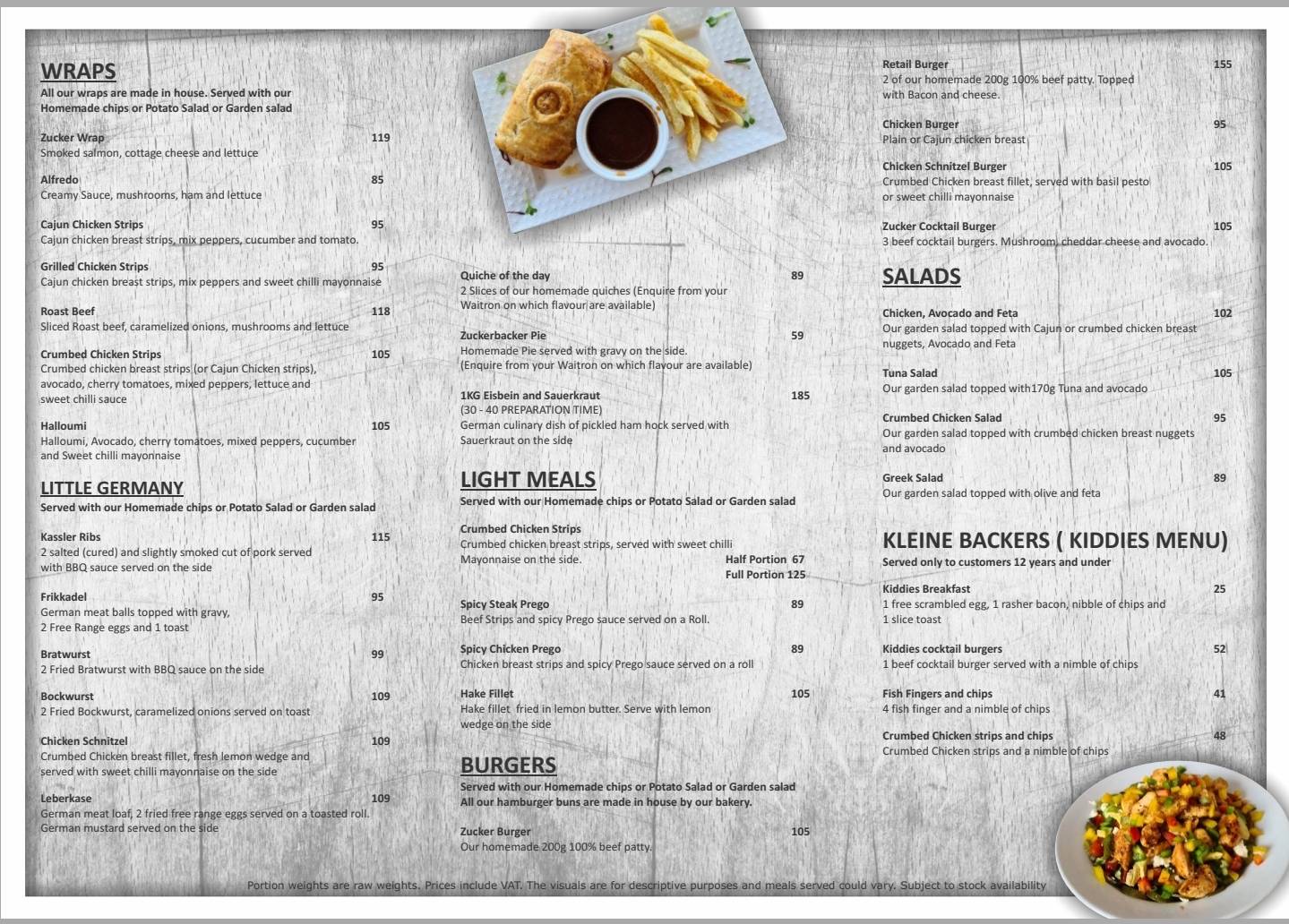 Menu at Der Zucker Backer cafe, Pretoria, Menlyn Retail Park Corner ...