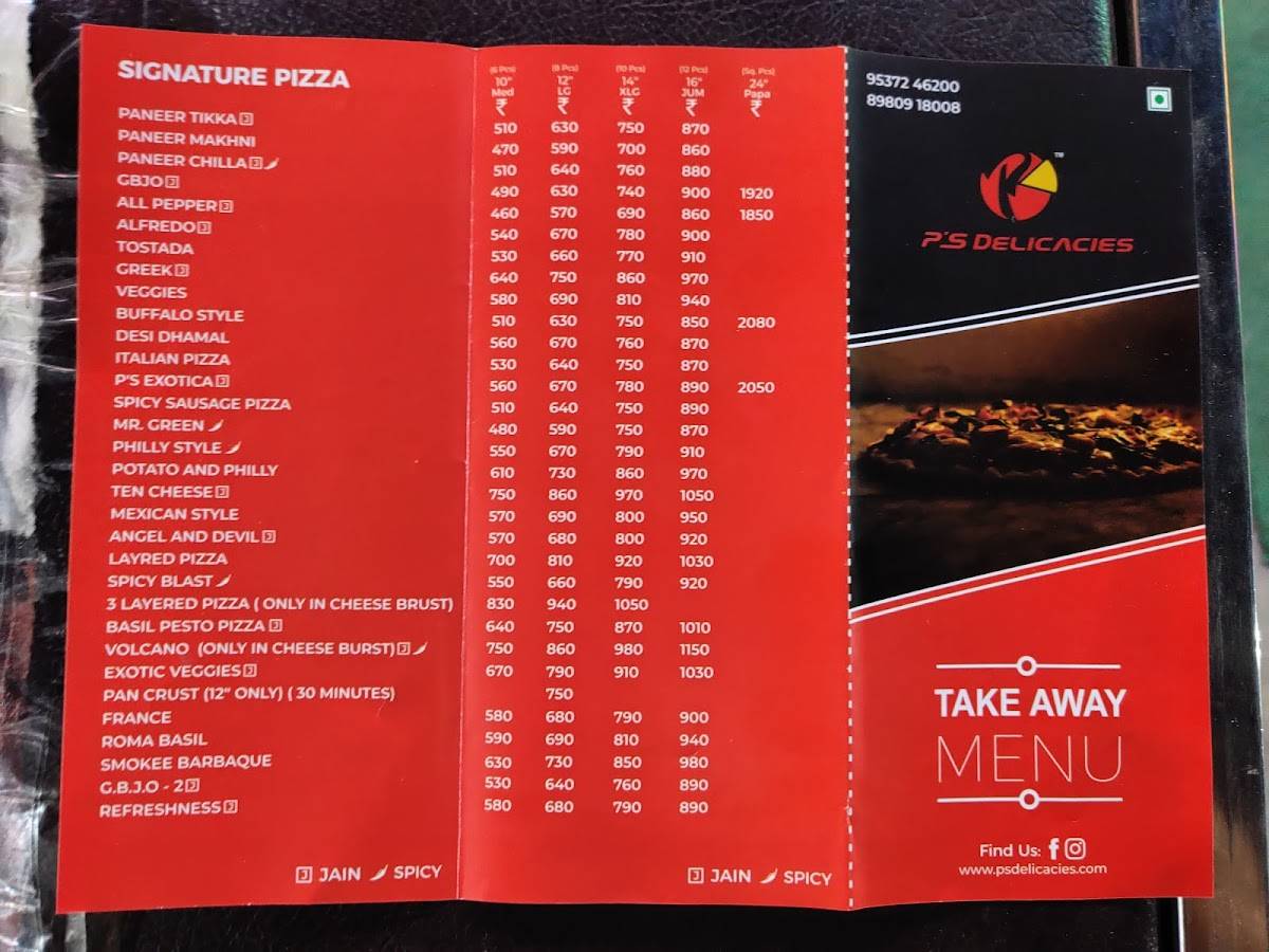 Menu at P'S Delicacies, Bardoli, 52-59