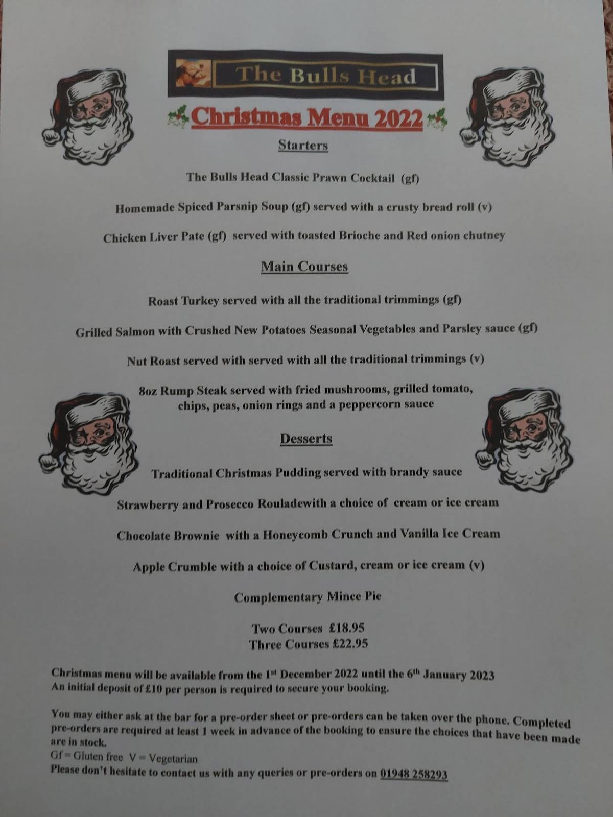 Menu at Bulls Head pub & bar, Whitchurch