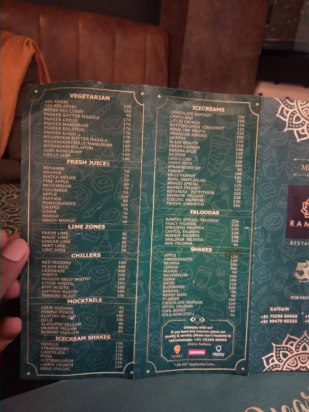Menu at Ramees Restaurant, Kollam, Ground Floor