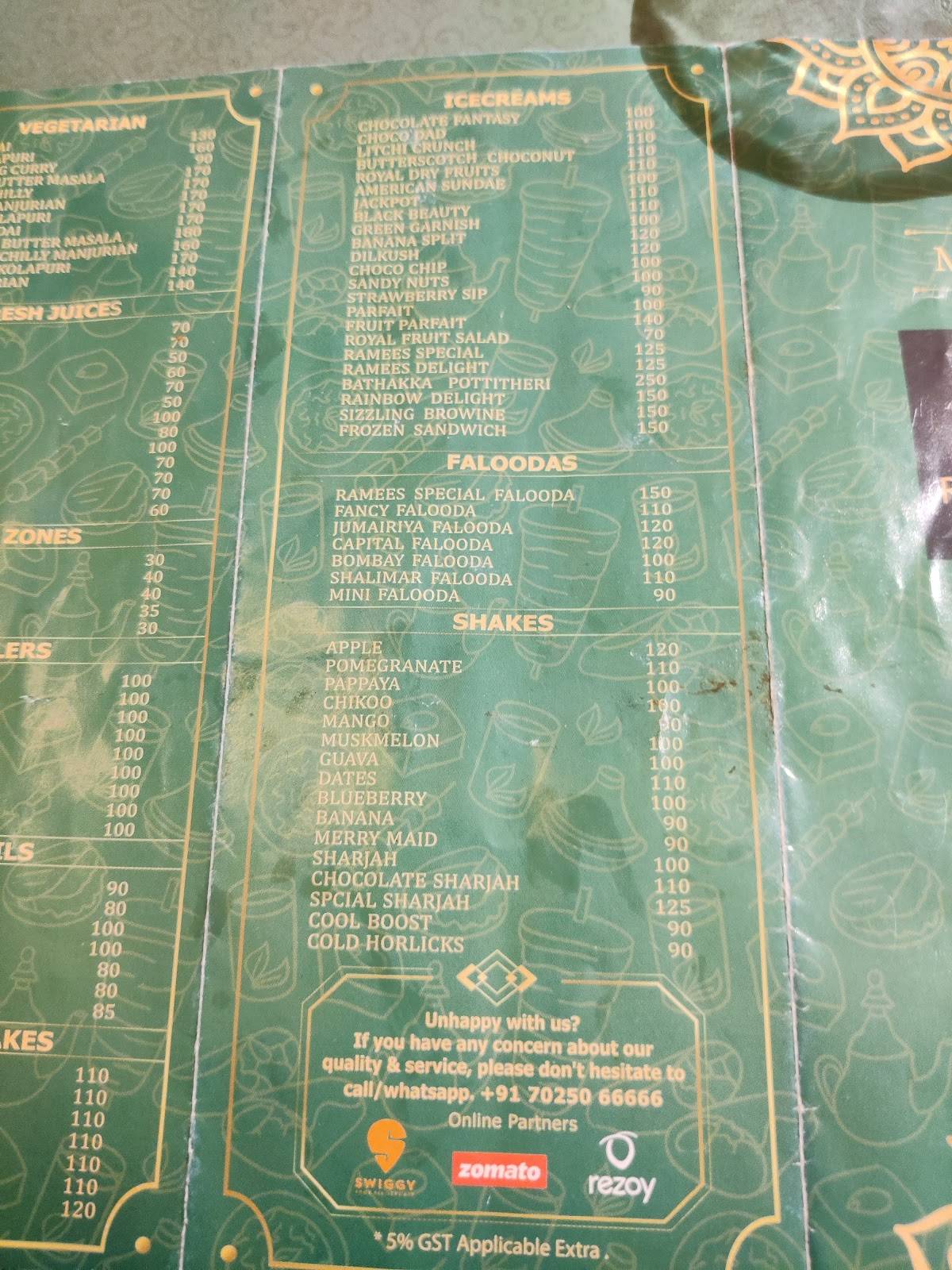 Menu at Ramees Restaurant, Kollam, Ground Floor