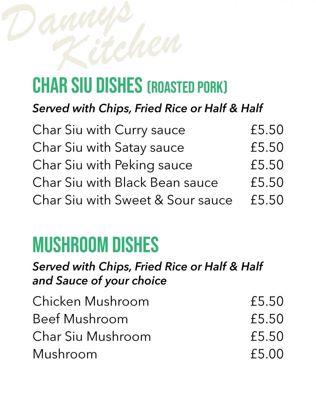 Menu at Danny's Kitchen restaurant, Warrington, 90-92 Bridge St