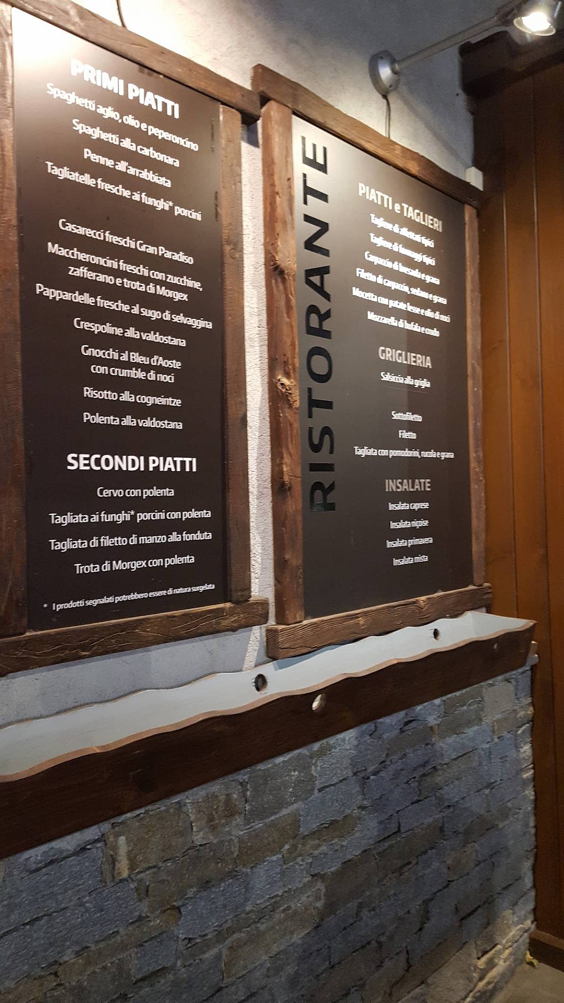 Carta del restaurante La Locanda, Morgex