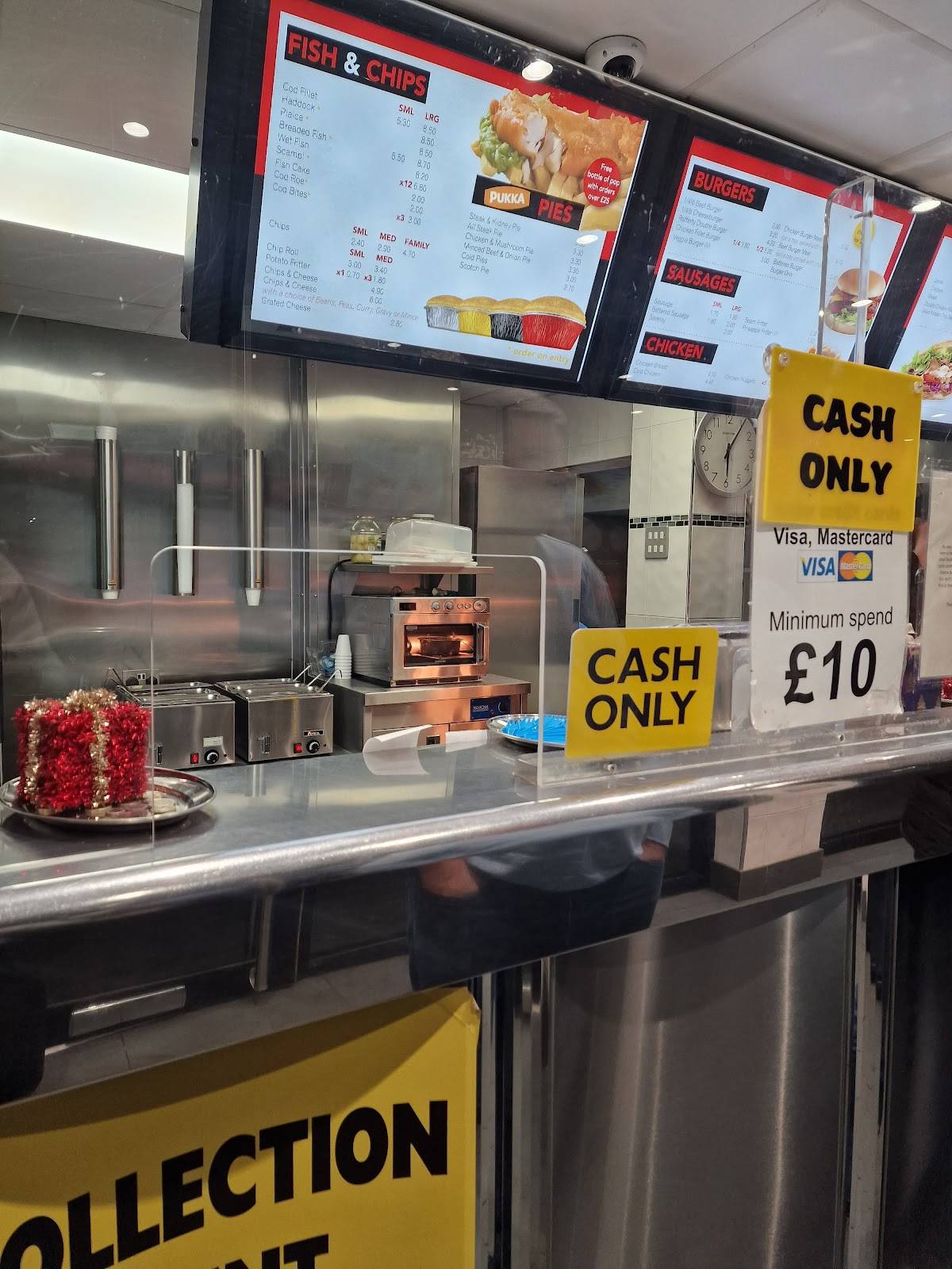 Menu at Rafferty's Chippy restaurant, Corby